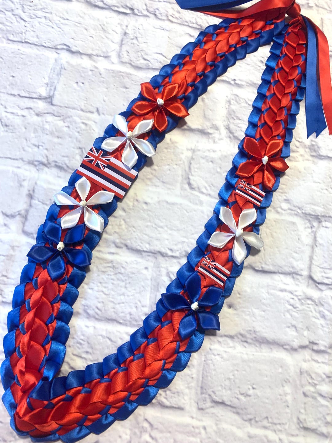 Hawaiian Grad Lei, Hawaii Grad Lei, Hawaiian State Flag Lei - Etsy