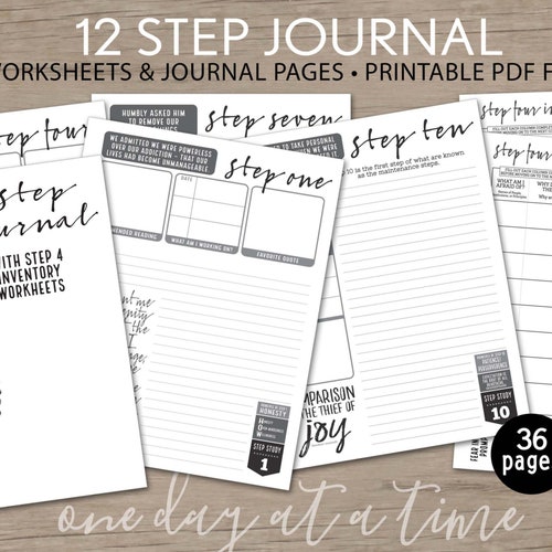 12 Step Journal PLUS Step 4 Worksheets and Step 10 Inventory - Etsy
