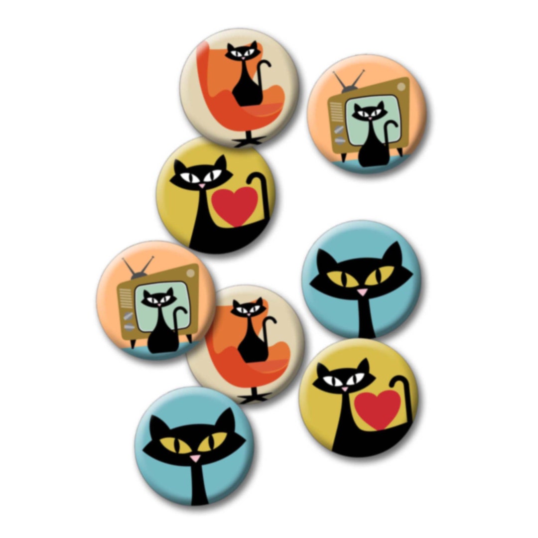 Atomic Cat Buttons 25 Pack 1.5 Mid Century Modern - Etsy