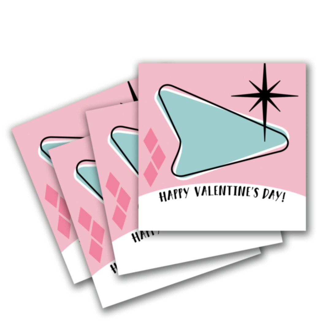 25 Atomic Starburst Valentines Day Cards - Can Be Made Into Tags - MCM ...