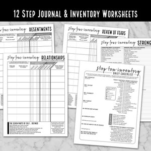 12 Step Journal PLUS Step 4 Worksheets and Step 10 Inventory ...