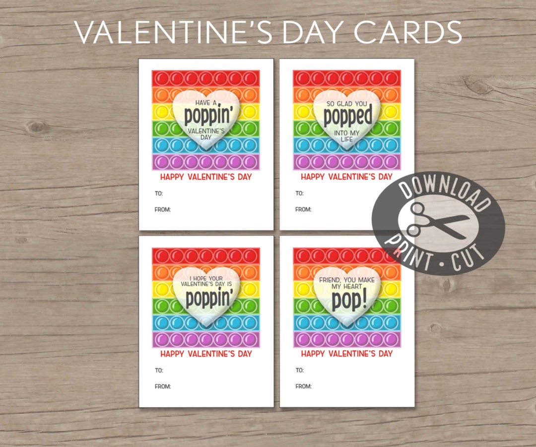 Pop It Valentines Cards --- Printable Instant Download --- Cute for ...