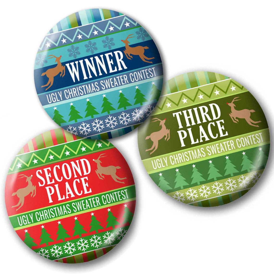 Ugly Christmas Sweater Contest Awards 3-pack 3 Buttons - Etsy