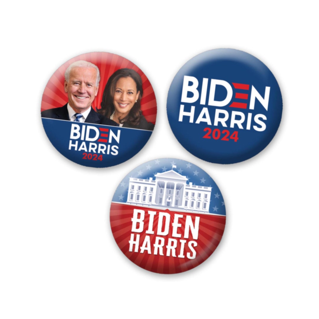 Joe BIDEN Kamala HARRIS 2024 Buttons 3-PACK 1.5 Pins Modern Jugate ...