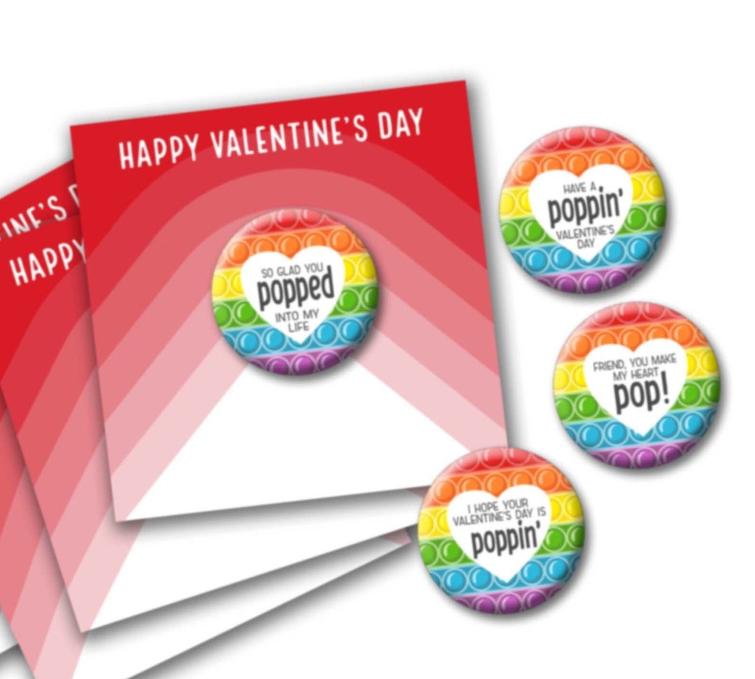 Cute Pop It Valentine Cards With Buttons 25 Pack Classroom Non-candy ...