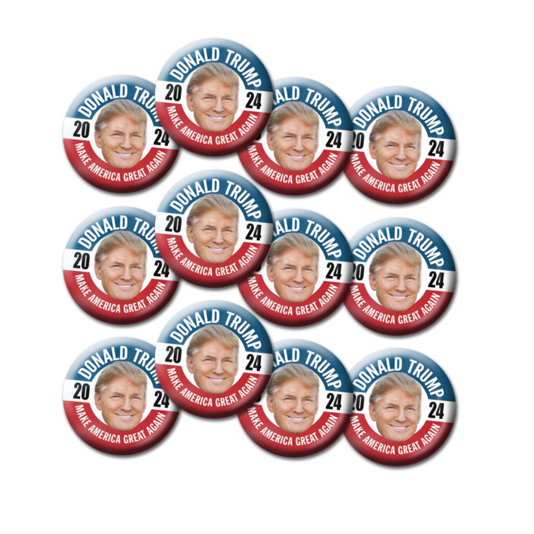 12-PACK Donald Trump 2024 Buttons 2.25 Circle Retro Photo Design With ...