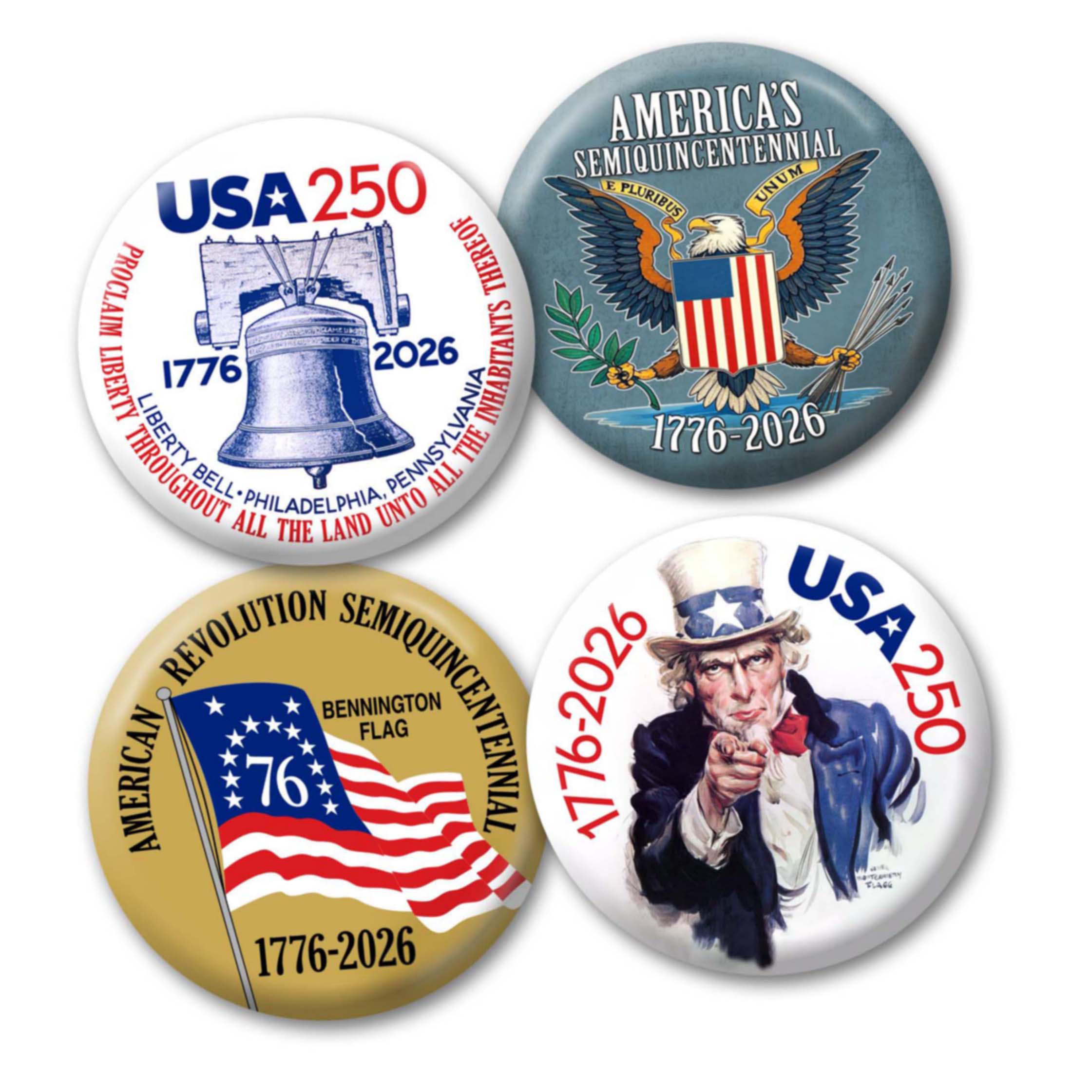 12 Pack Buttons: National Symbols, Liberty Bell, Eagle Seal - America ...