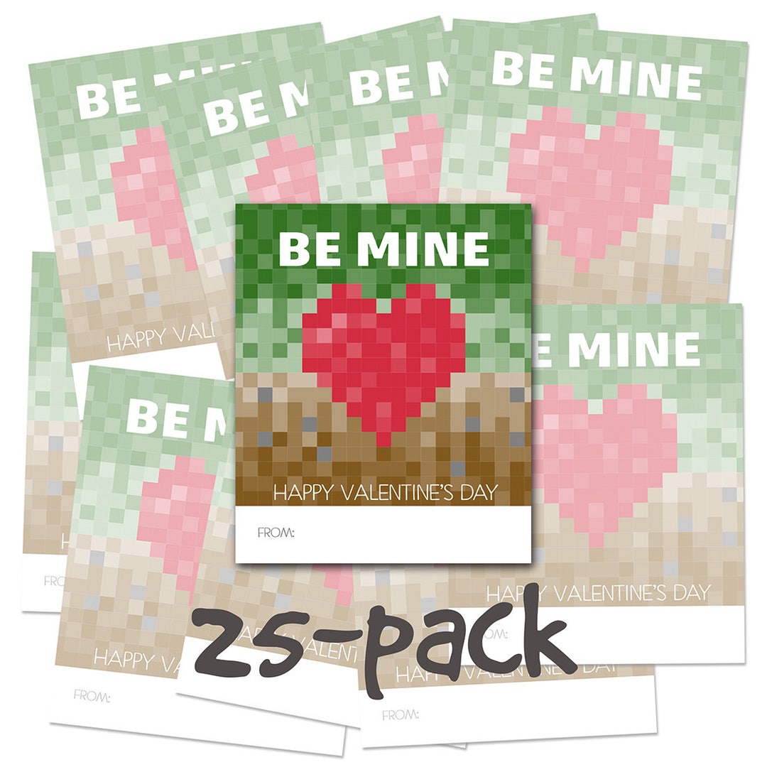 25-PACK Classroom Kids Valentines Day Cards Be Mine Video Games School ...
