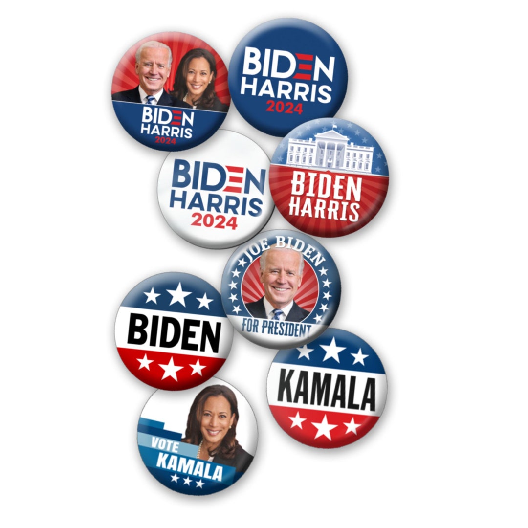 8-pack MINI Biden Harris 2024 Buttons 1 Circle Lapel Pins President ...