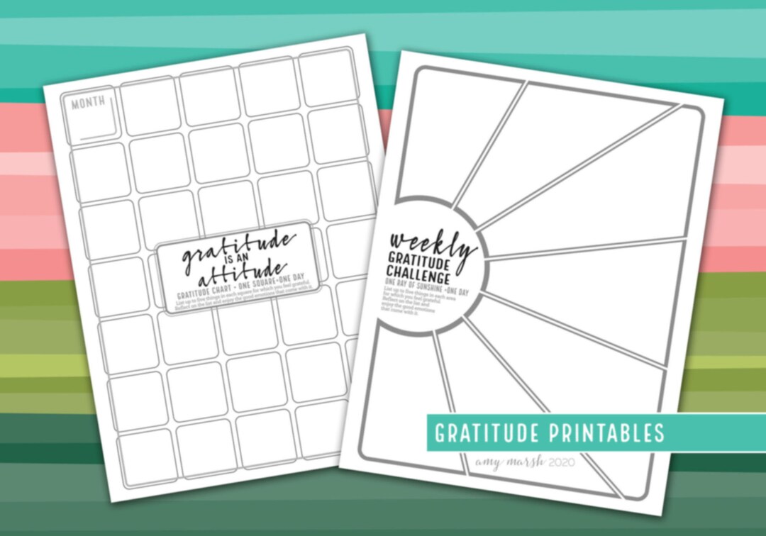 Gratitude Journal Printable: Monthly & Weekly Charts (digital Download ...