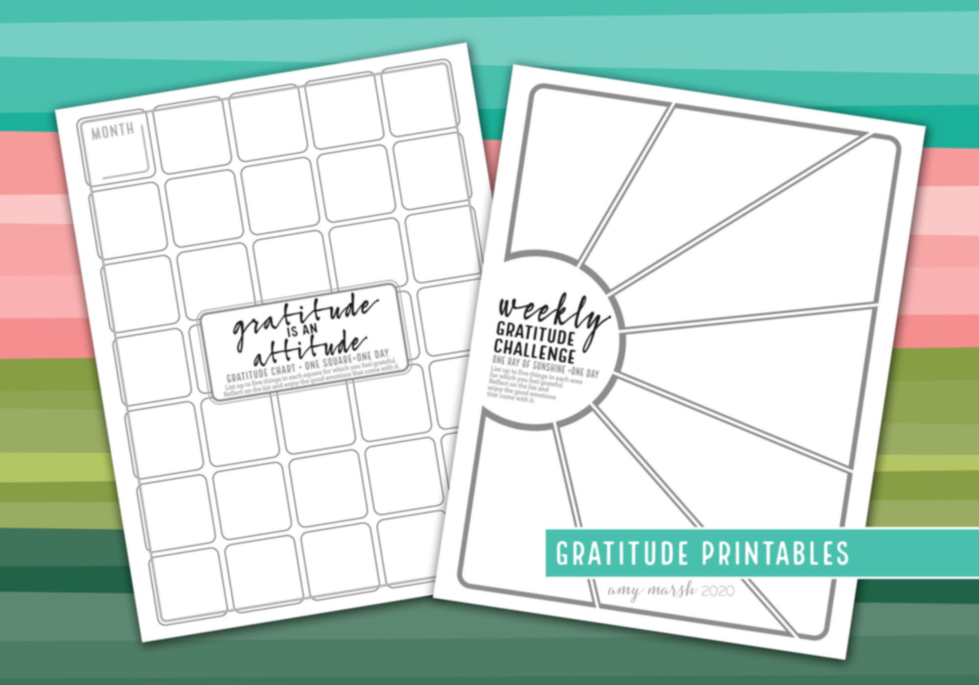 Gratitude Journal Printable: Monthly & Weekly Charts (digital Download ...