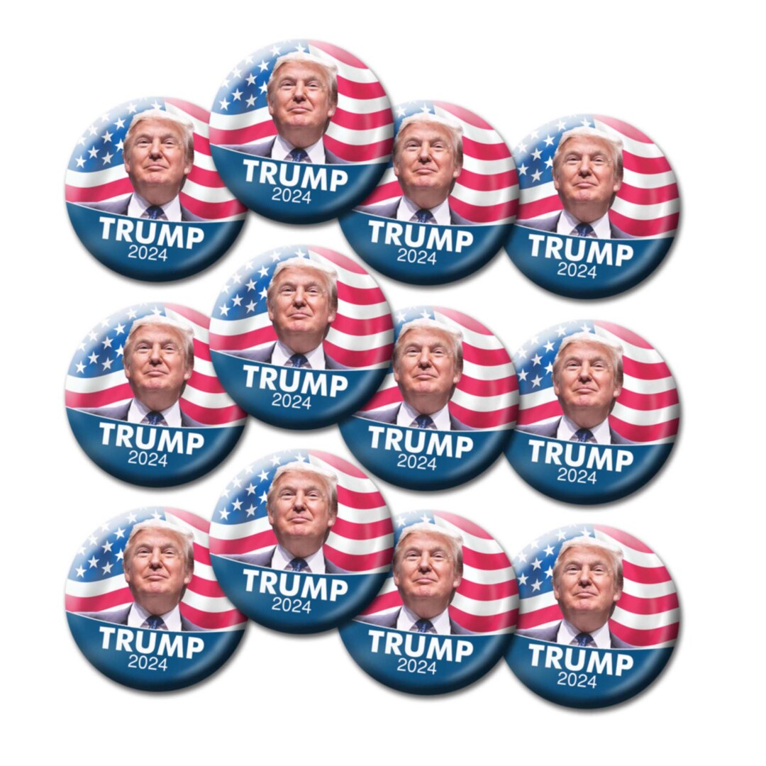 12-PACK Donald Trump 2024 Buttons 2.25 Circle Classic Photo Design With ...