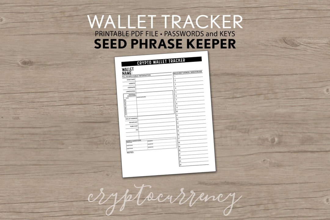 Crypto Wallet SEED PHRASE Recovery Word Keeper -- Password Tracker ...