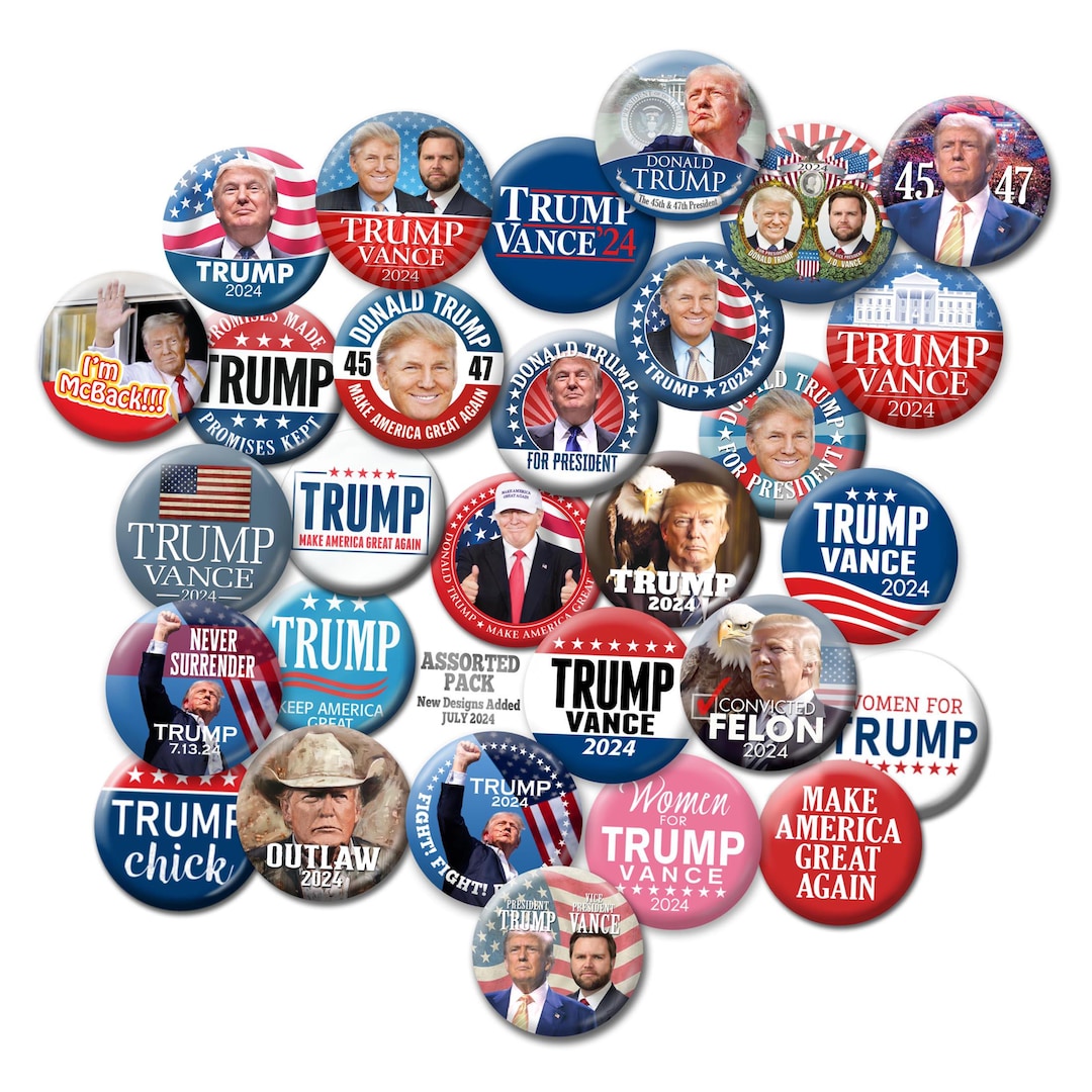 25-pack Donald Trump 2024 Campaign Buttons: Assorted Designs - Etsy