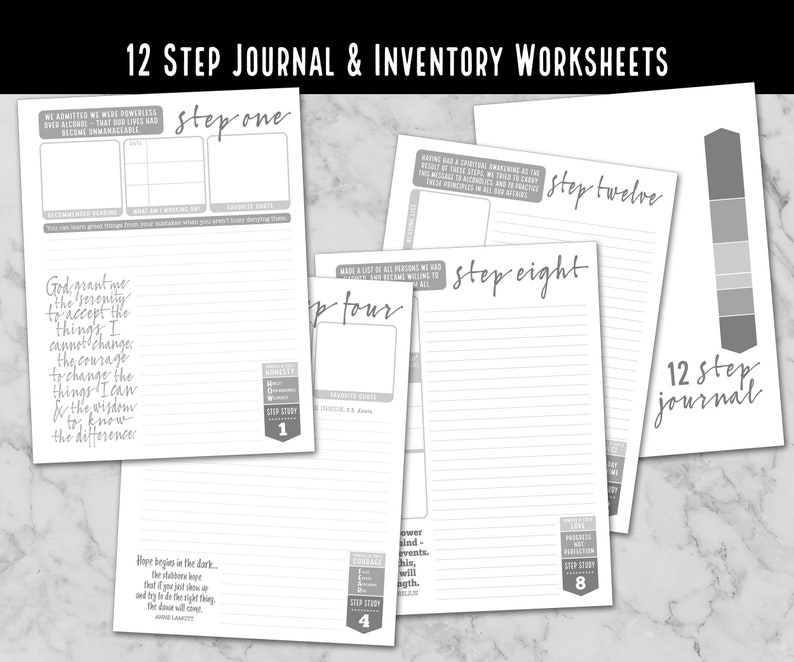 12 Step Journal PLUS Step 4 Worksheets and Step 10 Inventory - Etsy