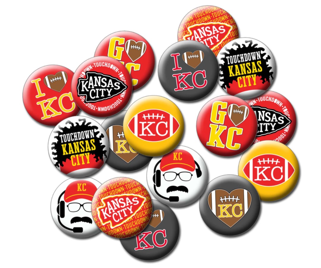 Red Yellow Football Buttons - MINI 1" or 1.5" or 2.25" - Super Red and ...