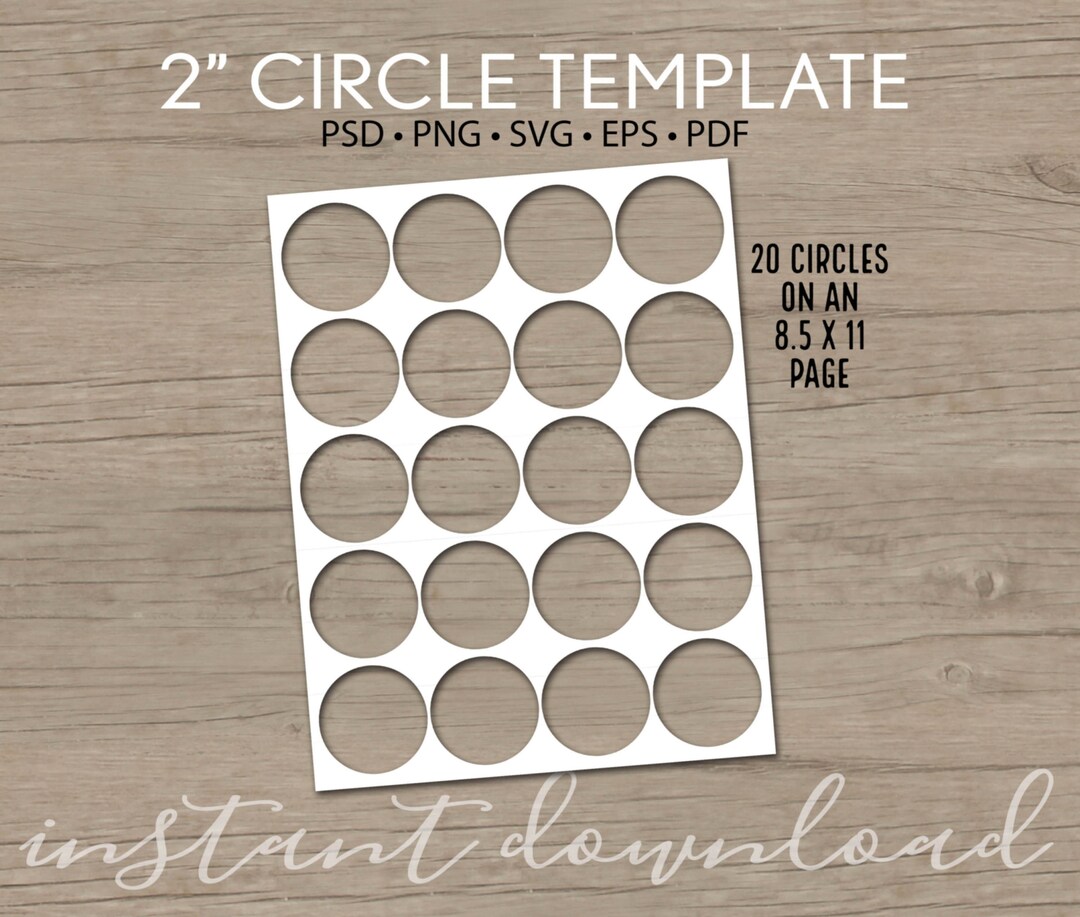 2" Circle Template - Stickers, Jewelry, Design (digital Download) - Etsy