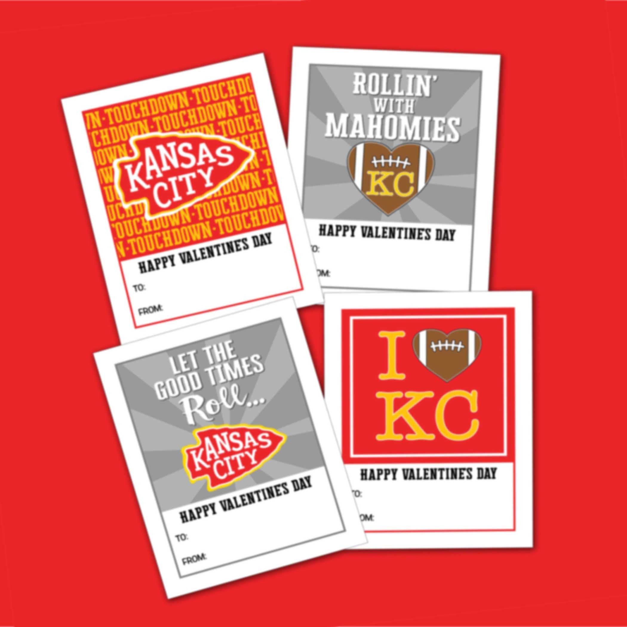KC Football Valentines Day Cards Printable Instant - Etsy