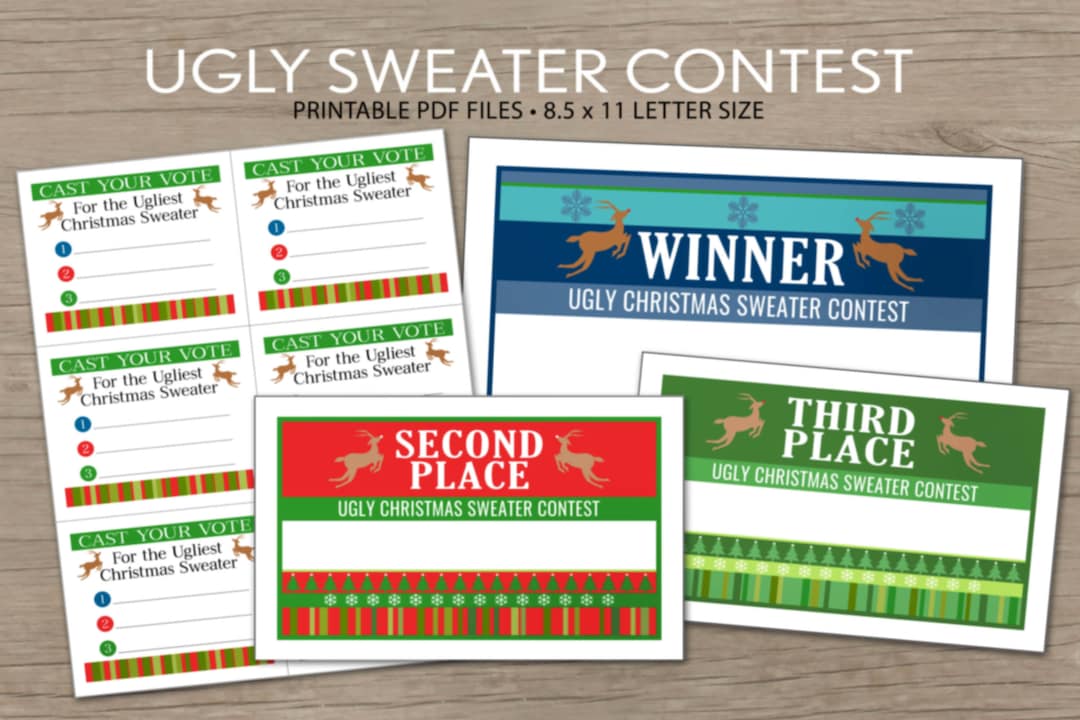 Ugly Christmas Sweater Contest: Voting Ballots & Awards - Winner, 2nd ...