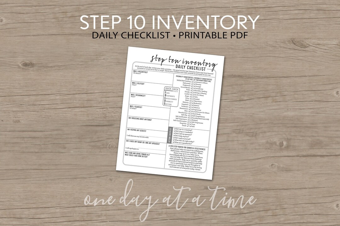 Step 10 Inventory Worksheet AA NA Addiction Sobriety - Etsy Canada