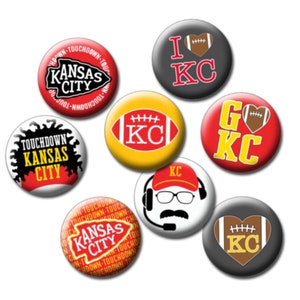 Red Yellow Football Buttons - MINI 1" or 1.5" or 2.25" - Super Red and ...