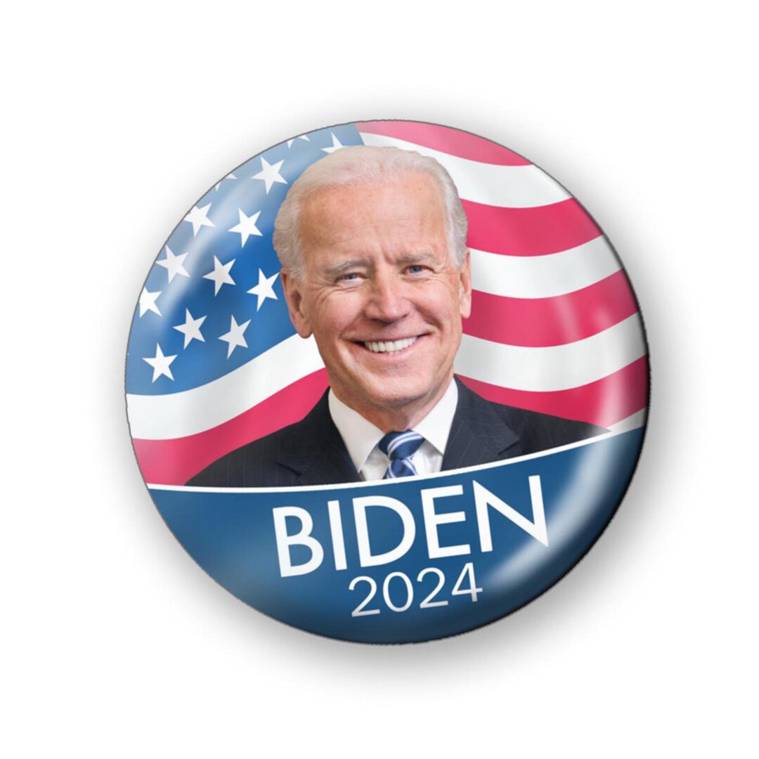 Joe BIDEN 2024 Button Photo FLAG Background 2.25 Pin President ...