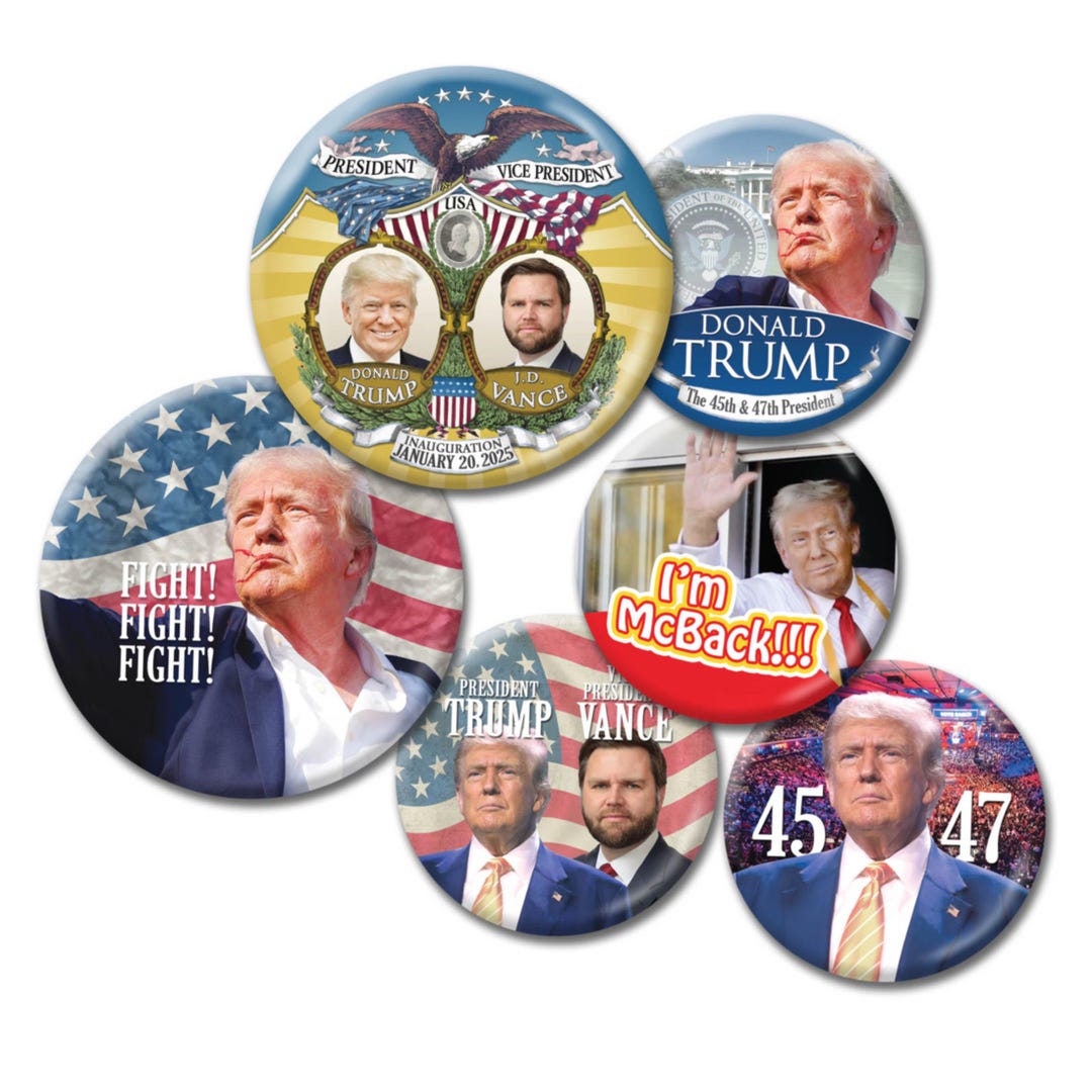 Donald Trump JD Vance Victory Inauguration 6 Pack Buttons Collectible ...