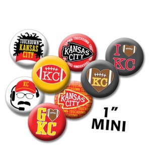 Red Yellow Football Buttons - MINI 1" or 1.5" or 2.25" - Super Red and ...