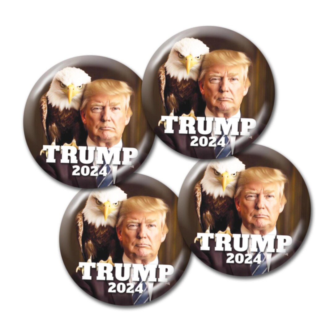 4-PACK Donald Trump Buttons - 2.25 Pin - Bald Eagle and Trump Photo ...
