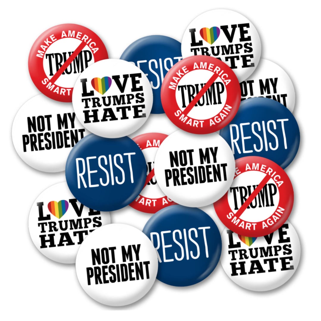 25-pack Protest Buttons 2.25" Pin Button Love Trumps Hate, Resist, Anti ...