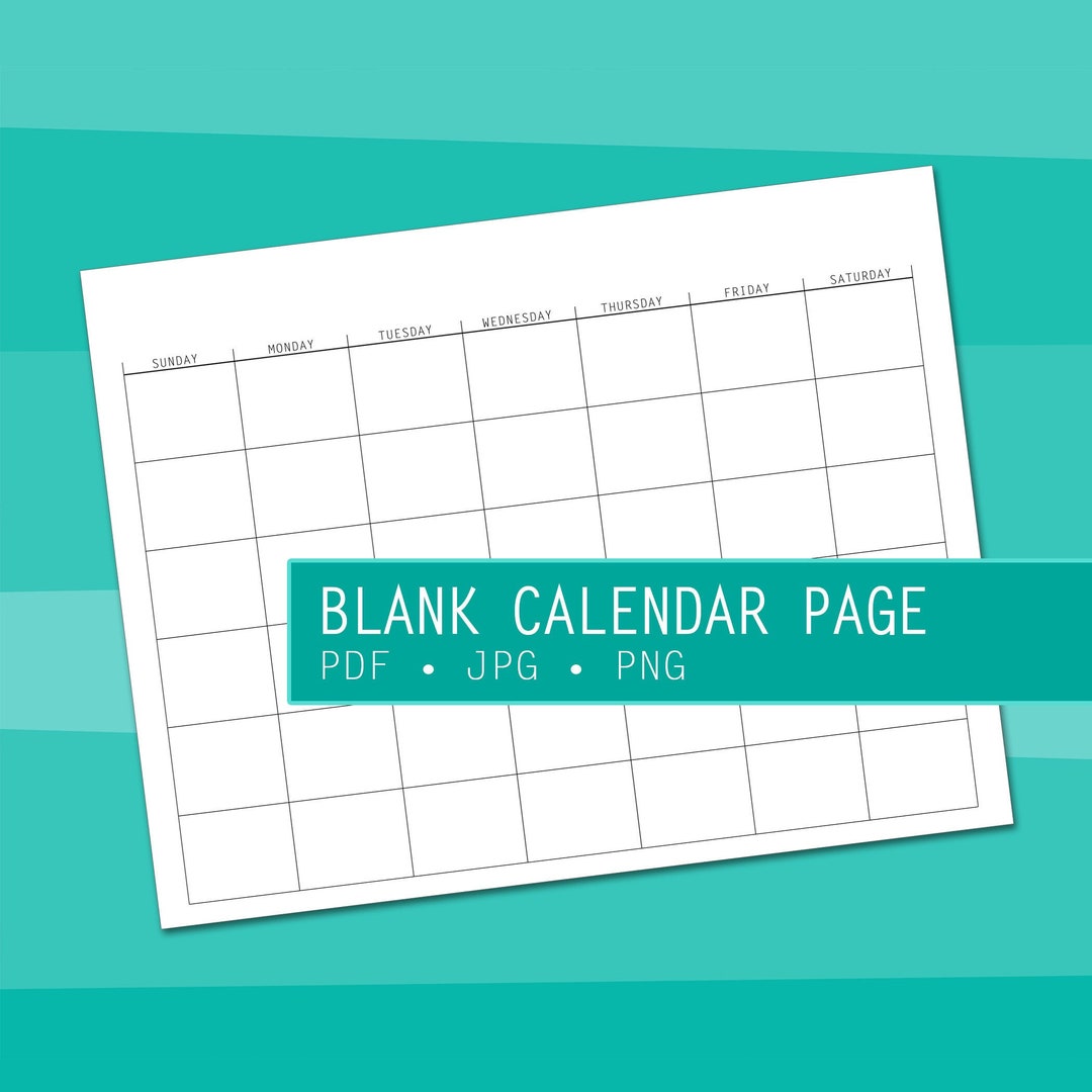 Minimal Blank Calendar Page – Printable Monthly Planner (digital ...
