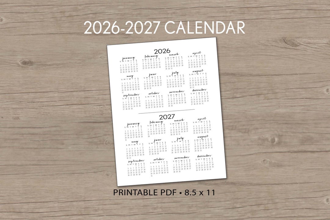 2026-2027 Calendar - Modern Script With Minimal Design - 8.5 X 11 ...