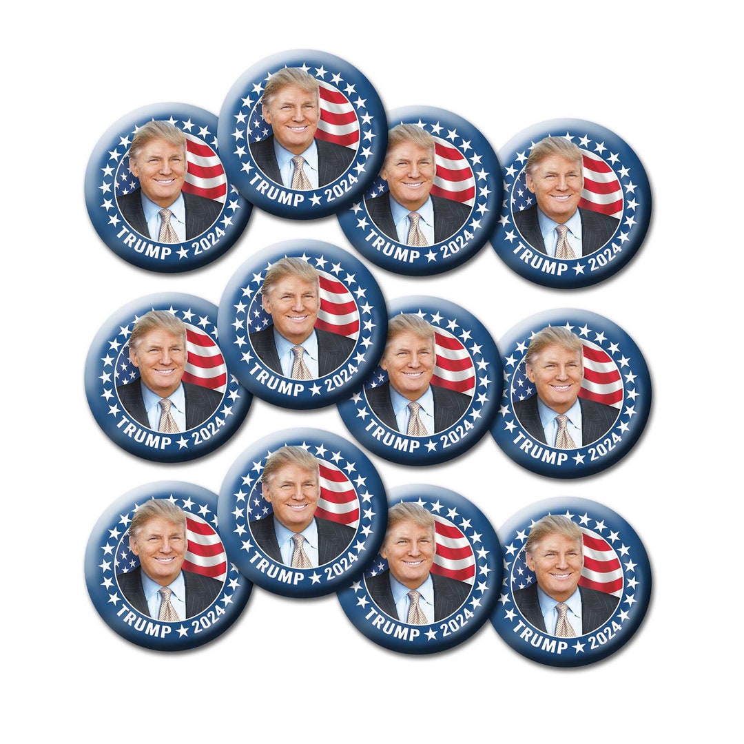 12-PACK Donald Trump 2024 Buttons 2.25 Circle Classic Photo Design With ...