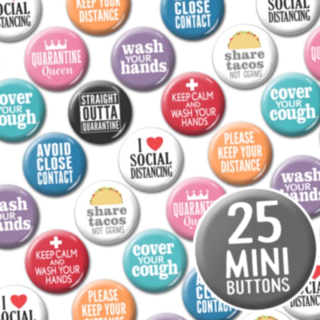 Virus Awareness Buttons 25-PACK Mini 1 Pin Straight Outta Quarantine ...