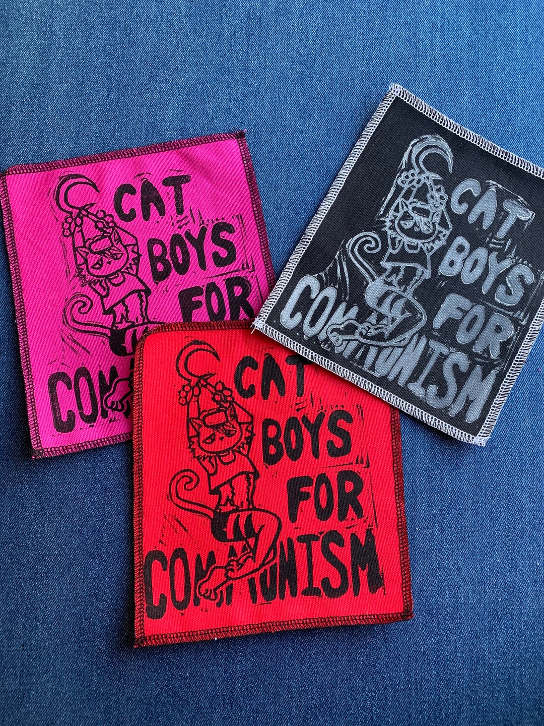 Cat Boys for Communism Back Patch Hand Printed by Reese - Etsy