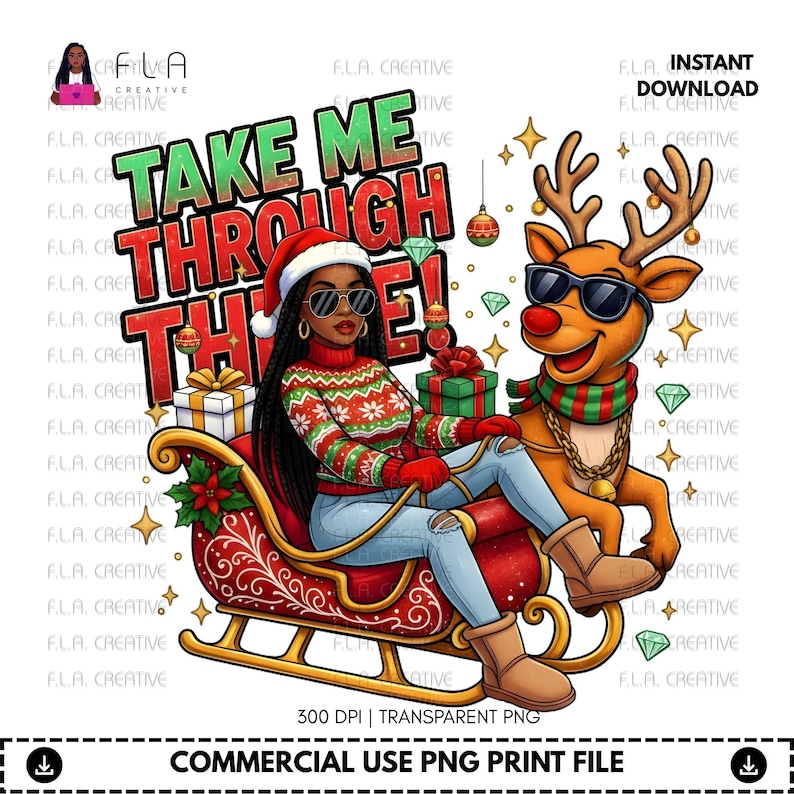 Take Me Through There Black Santa Woman PNG | Urban Holiday Design ...