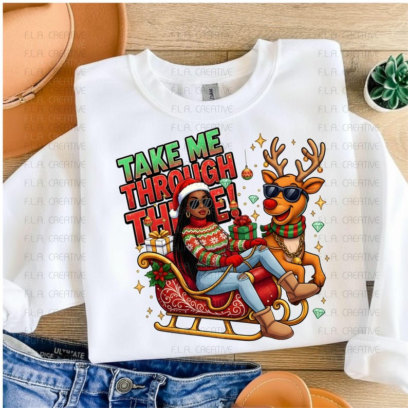 Take Me Through There Black Santa Woman PNG | Urban Holiday Design ...