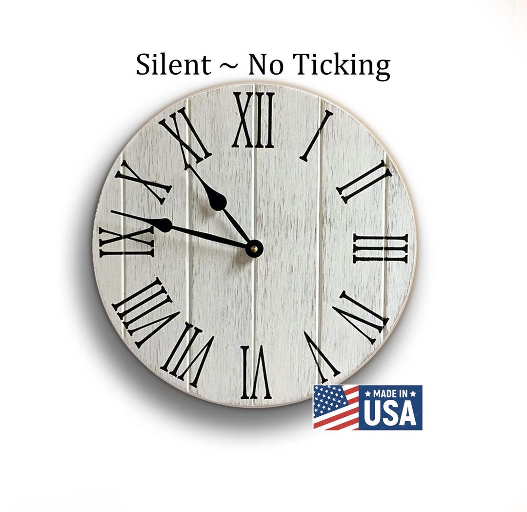 Rustic Farmhouse Kitchen Clock: 12" Silent Wood Wall Decor - Etsy