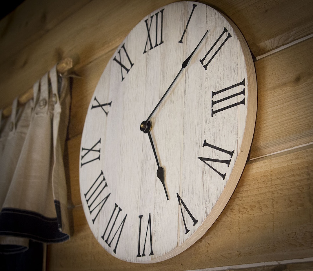 Rustic Farmhouse Wooden Wall Clock: Handcrafted Country Cottage Decor ...