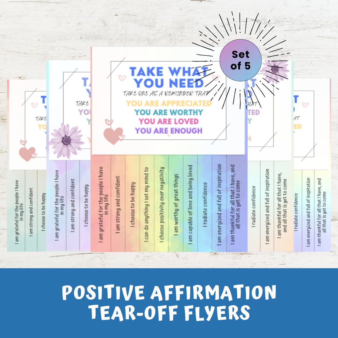 Positive Affirmations Tear off Flyer, Positive Thoughts, Counselor Door ...