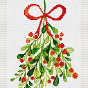 Mistletoe Cross Stitch Modern Pattern. Christmas - Etsy