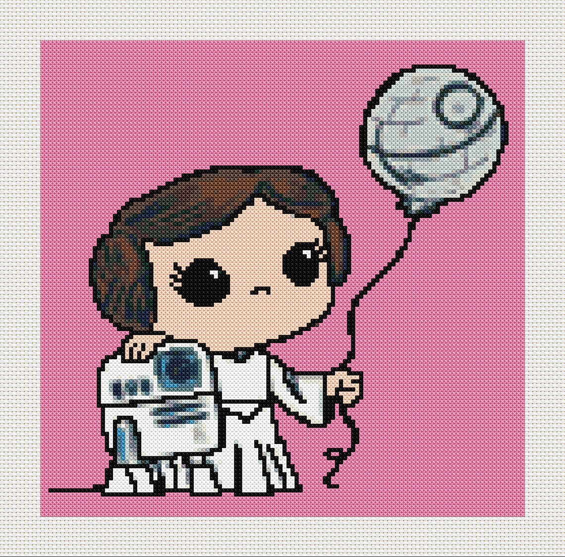 Princess Leia cross stitch modern pattern.Star Wars cross | Etsy