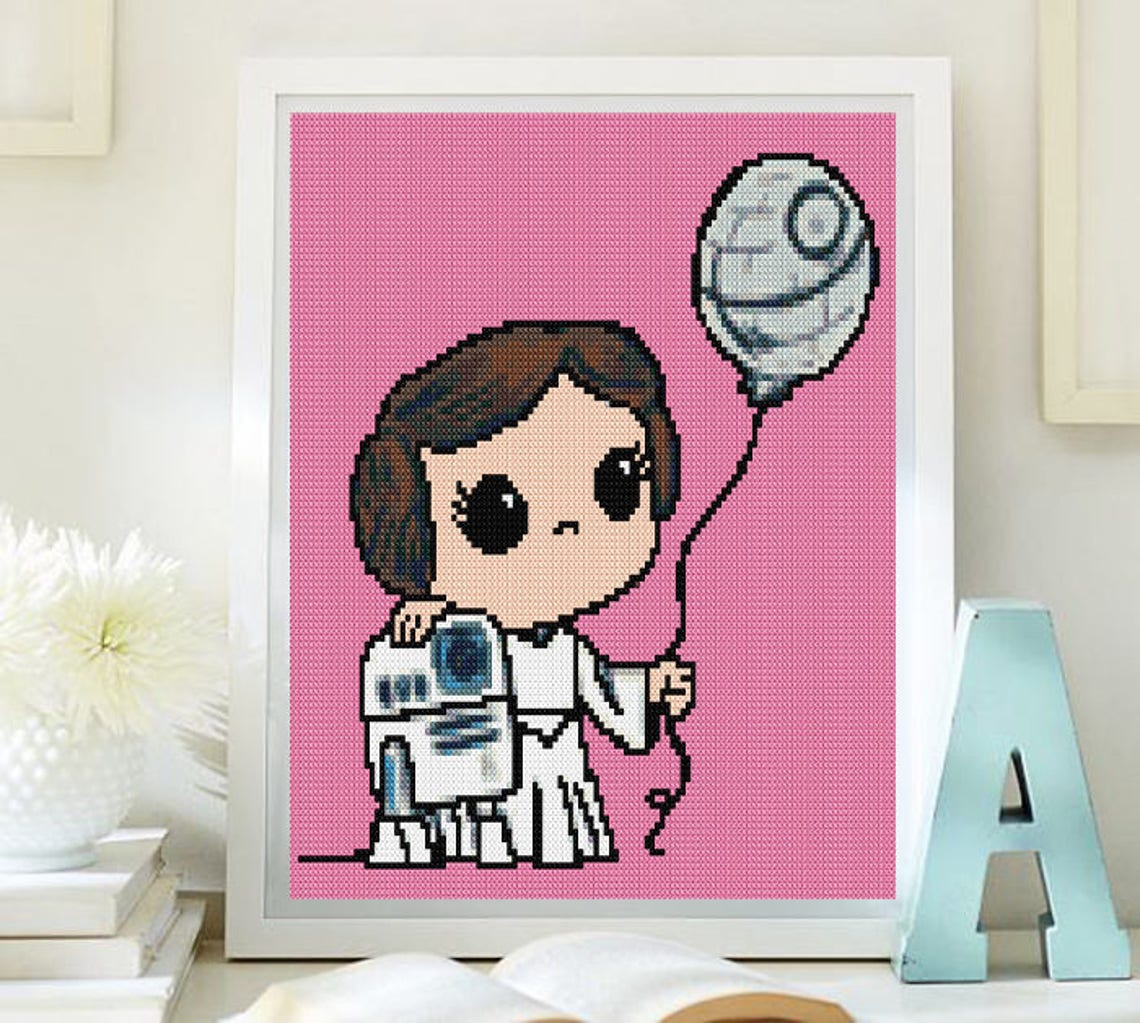 Princess Leia cross stitch modern pattern.Star Wars cross | Etsy