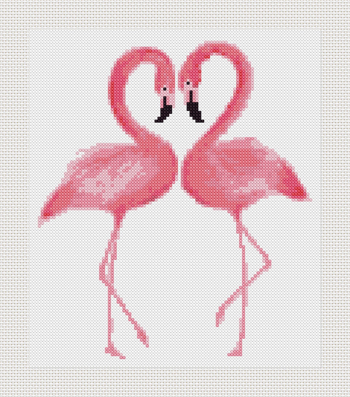 Flamingo Cross Stitch Modern Pattern Flamenco Punto De Cruz - Etsy