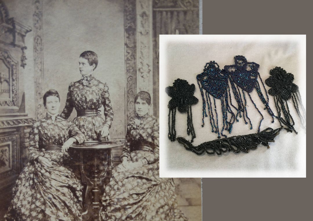 Victorian Black Jet Beaded Embellishments: Clothing Decorations, 5 ...