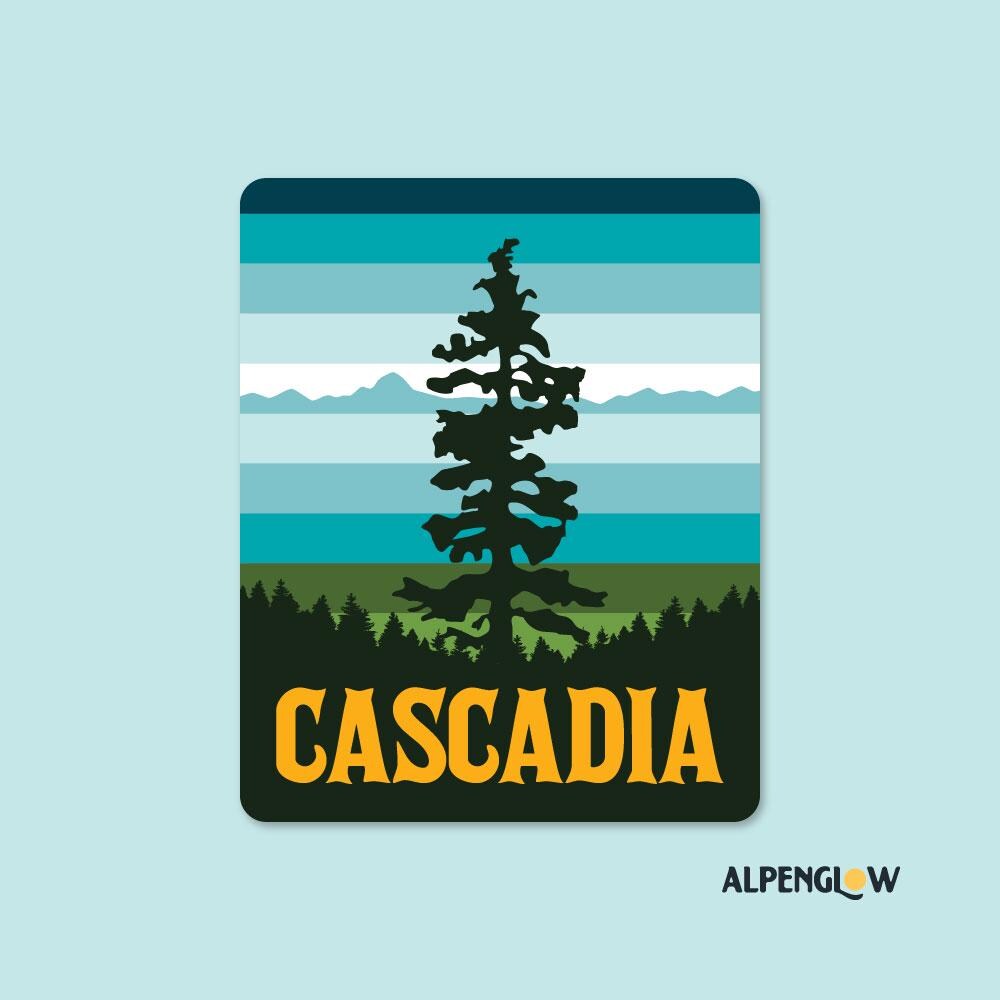 Cascadia Sticker - Durable Vinyl Decal, Pacific Northwest Douglas Fir ...