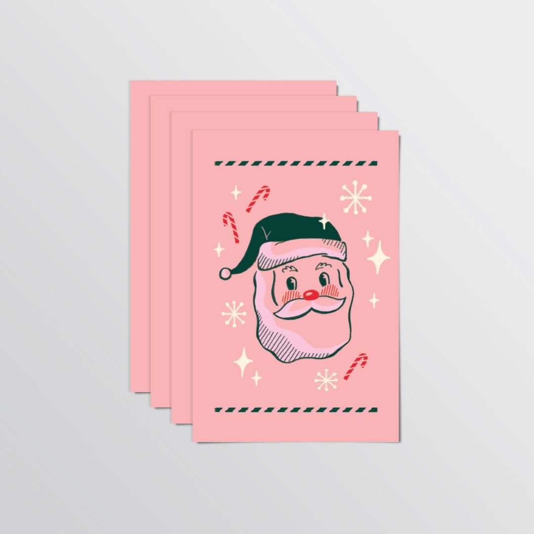Santa Postcards set of 4 - Etsy