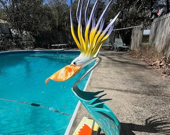 Pelican on Pilings Metal & Pvc Pipe Yard Art Home Office Boat Yard - Etsy