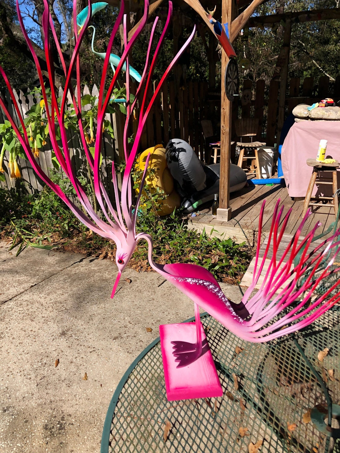 Magenta Maggie the Purple Plume PVC Bird on Stand - Etsy