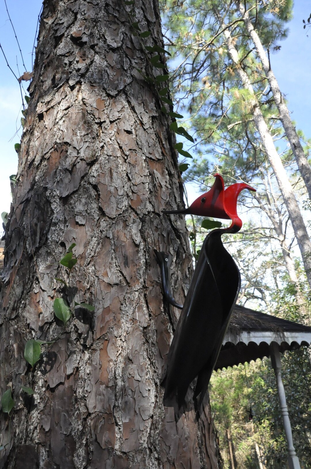 Large Woody PVC Pipe Bird Red Headed Woodpecker Yard Art - Etsy